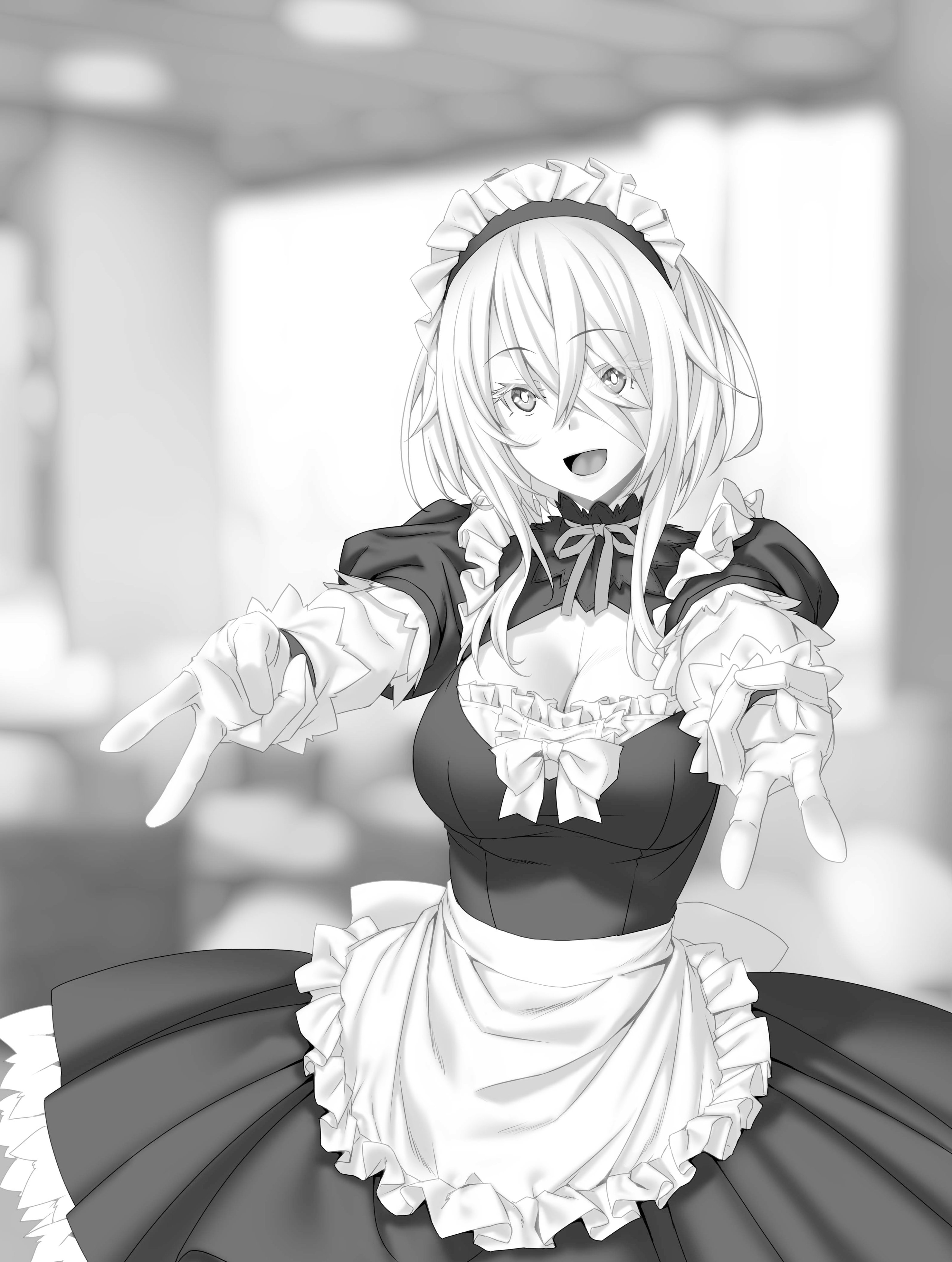 kannatsuki noboru magical explorer nanami (magical explorer) cleavage maid monochrome | #1083907 ...